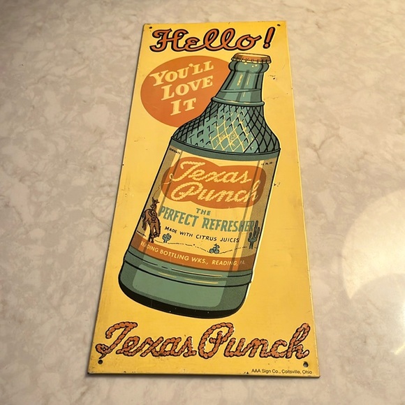 Texas Punch | Wall Decor | Rare Vintage 95s Texas Punch Tin Door Push ...